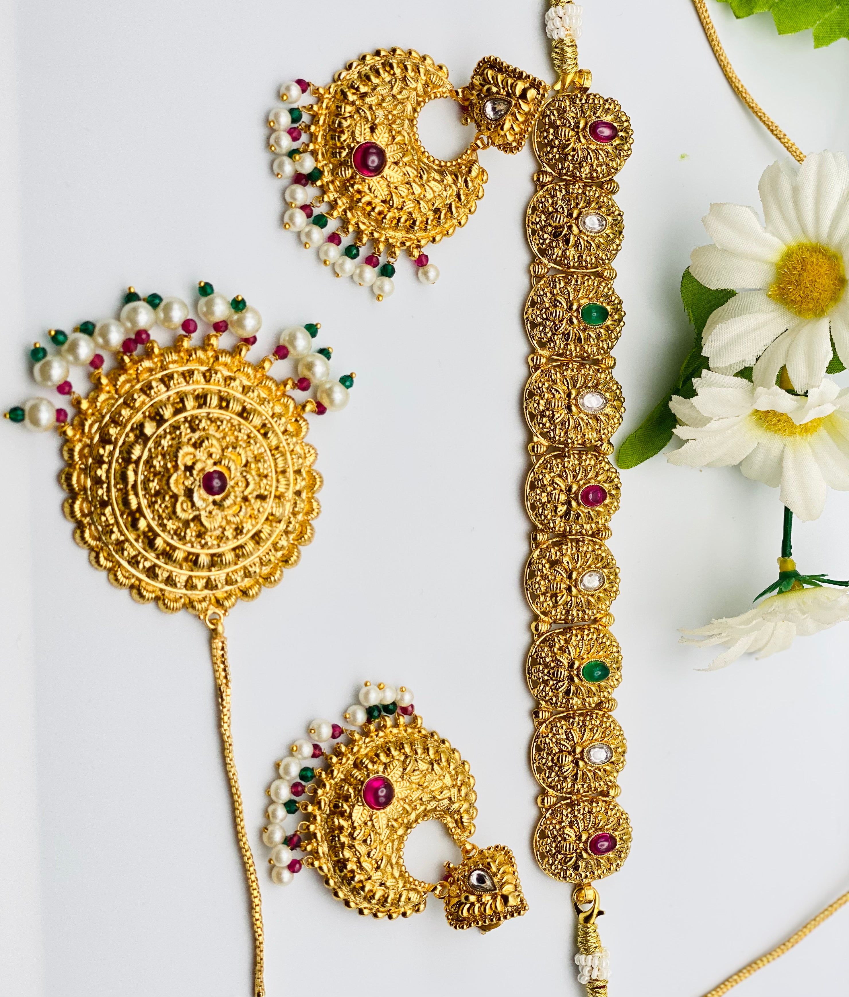 Traditional Gold-Plated Choker Necklace Set | Simzdesignz | 1GM ...